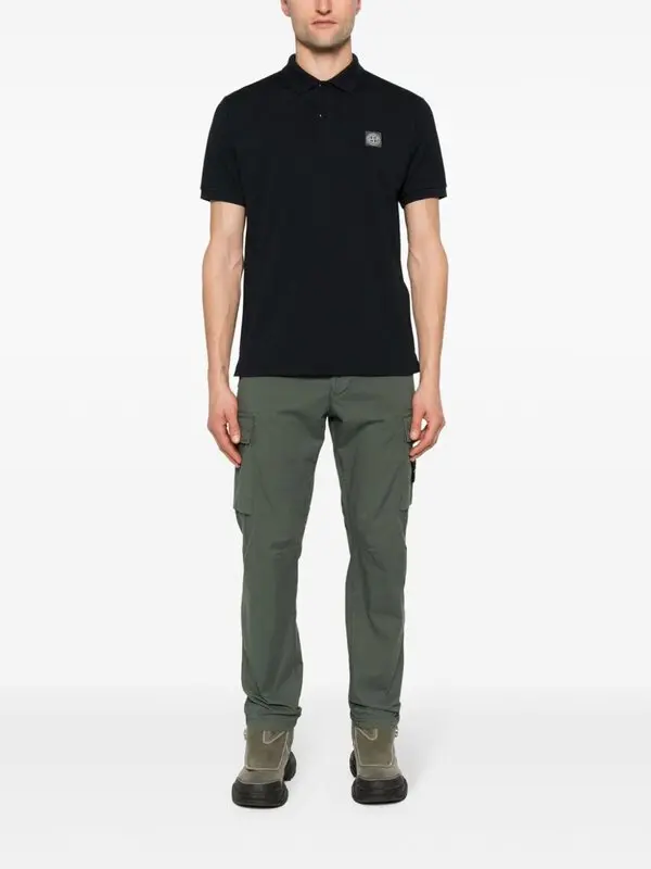Stone Island Compass-appliqué Polo Shirt - Blue