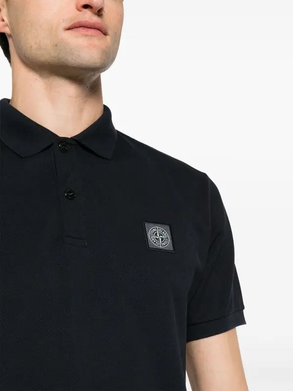 Stone Island Compass-appliqué Polo Shirt - Blue