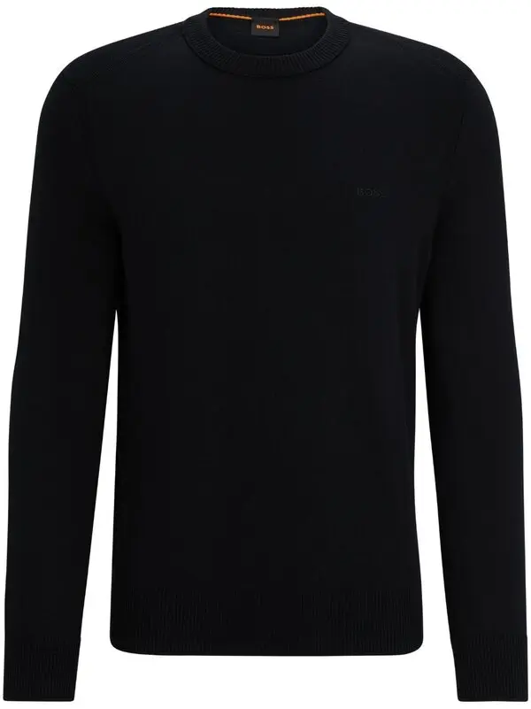 BOSS Logo-embroidered Ribbed Jumper