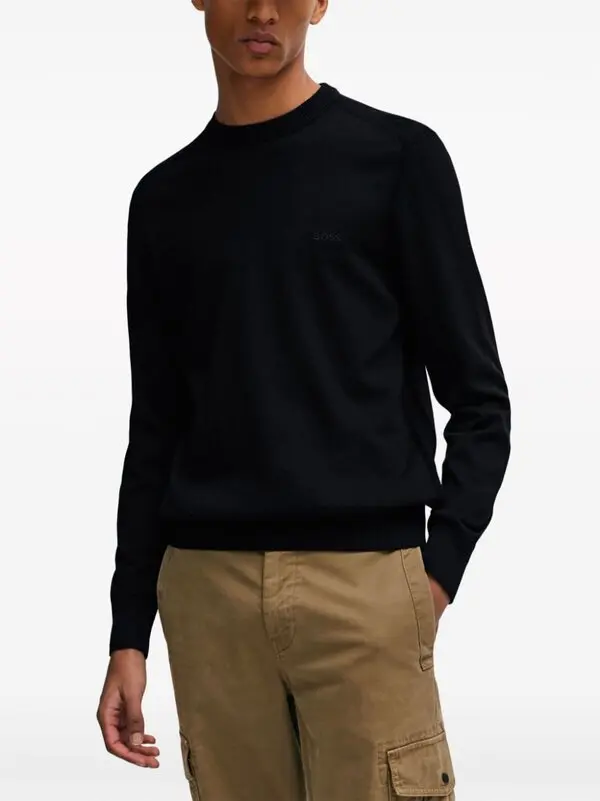 BOSS Logo-embroidered Ribbed Jumper
