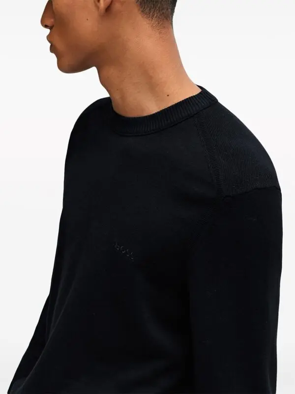 BOSS Logo-embroidered Ribbed Jumper