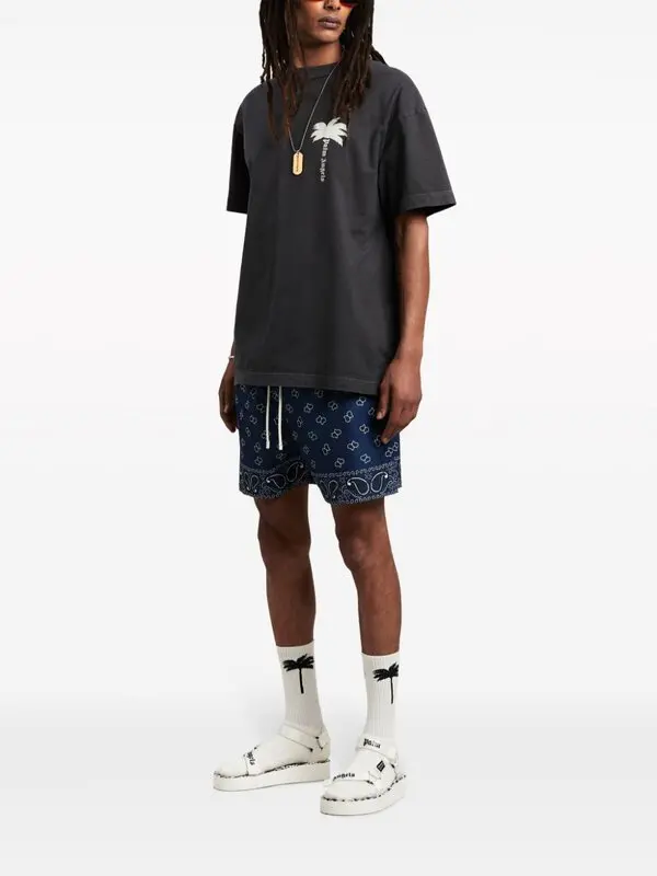 Palm Angels Palm Tree-print Cotton T-shirt - Grey