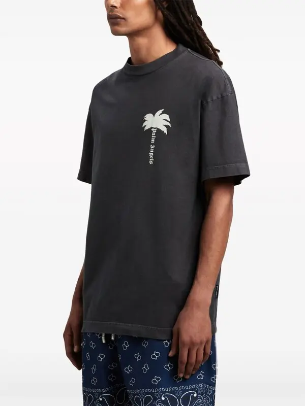 Palm Angels Palm Tree-print Cotton T-shirt - Grey