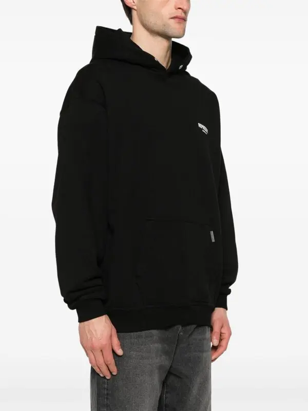 REPRESENT Logo-print Cotton Hoodie - Black