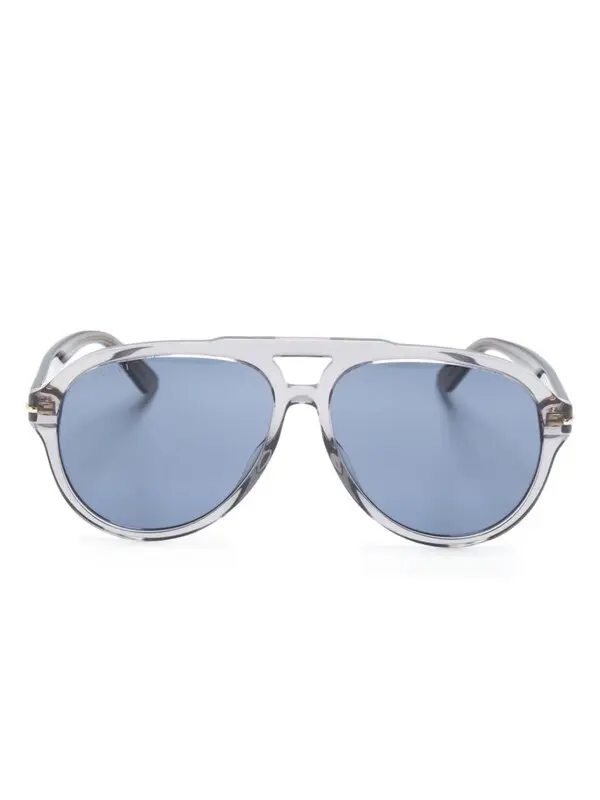 Gucci Oversize-frame Sunglasses With Logo Print - Grey