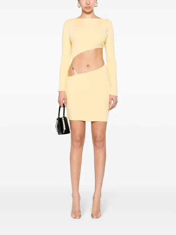 Gcds Asymmetric Ribbed Mini Dress - Yellow