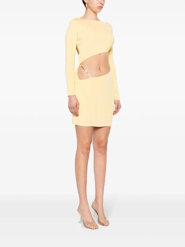 Gcds Asymmetric Ribbed Mini Dress - Yellow