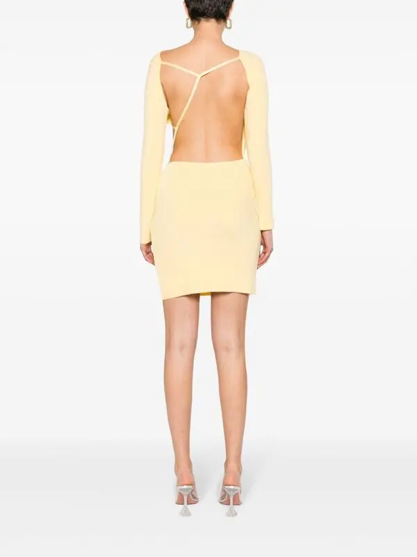Gcds Asymmetric Ribbed Mini Dress - Yellow
