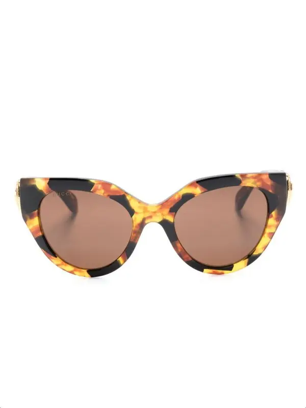 Gucci Logo-plaque Cat-eye Sunglasses - Brown