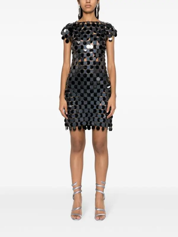Rabanne Sequinned Chainmail Mini Dress - Black