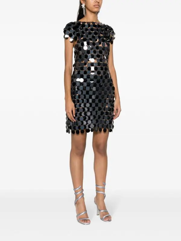 Rabanne Sequinned Chainmail Mini Dress - Black