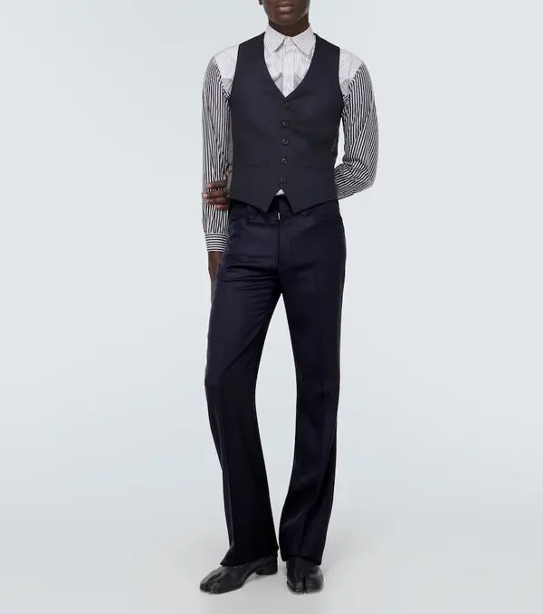 MAISON MARGIELA Herringbone Wool Straight Leg Trousers
