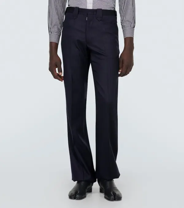 MAISON MARGIELA Herringbone Wool Straight Leg Trousers