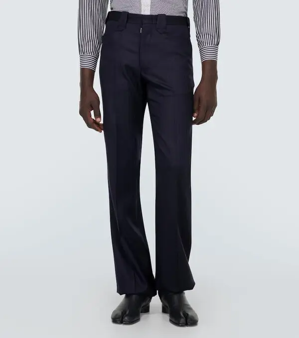 MAISON MARGIELA Herringbone Wool Straight Leg Trousers