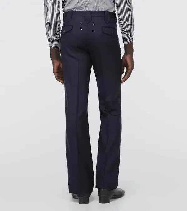 MAISON MARGIELA Herringbone Wool Straight Leg Trousers