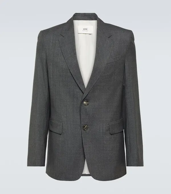 AMI Paris Virgin Wool Blazer - Grey