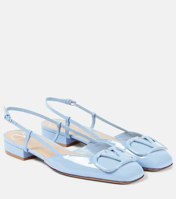 Valentino Garavani Vlogo Signature Slingback Flats - Blue