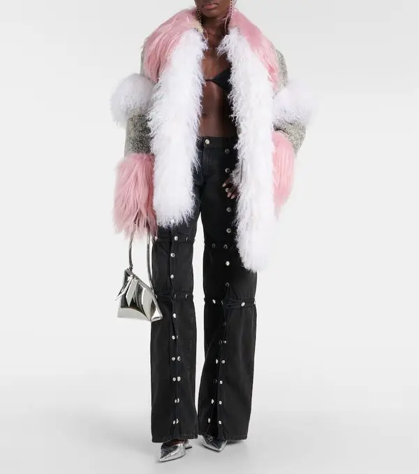 Attico Shearling-trimmed Leather Jacket