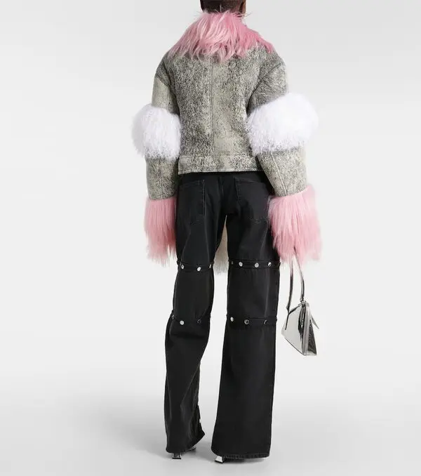 Attico Shearling-trimmed Leather Jacket