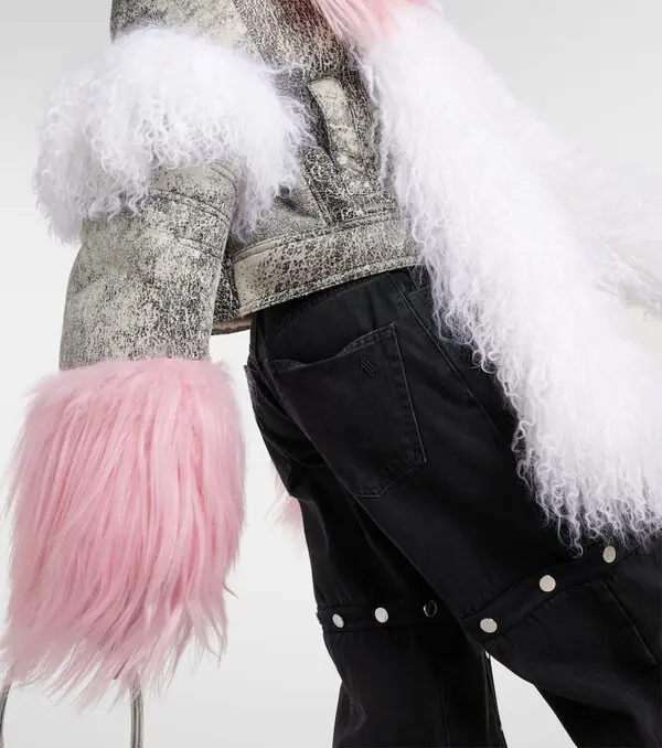 Attico Shearling-trimmed Leather Jacket