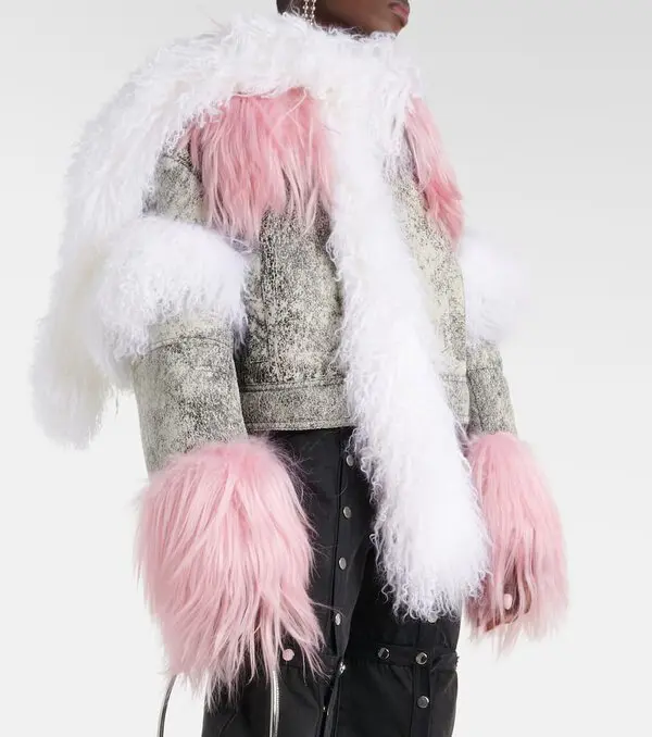 Attico Shearling-trimmed Leather Jacket