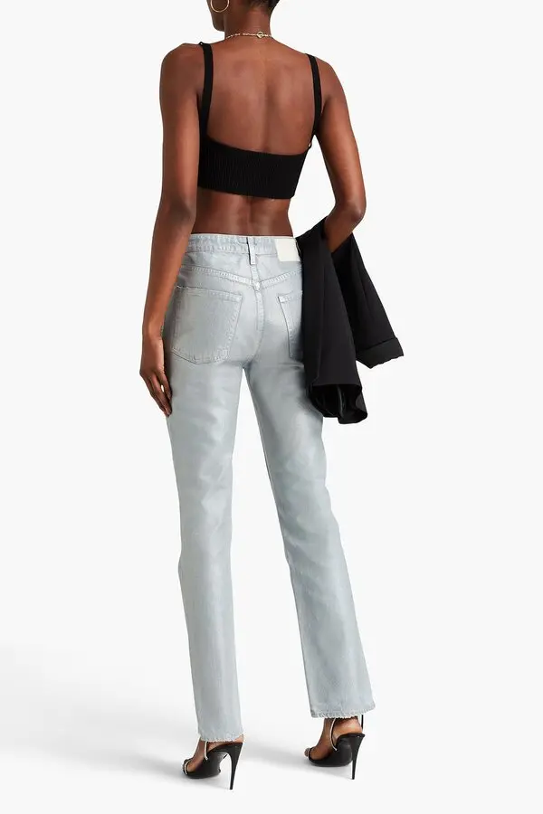 GRLFRND Harlow Coated Straight-leg Jeans