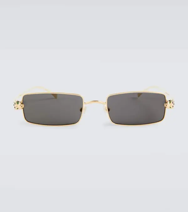 CARTIER Embellished Rectangular Sunglasses - Gold