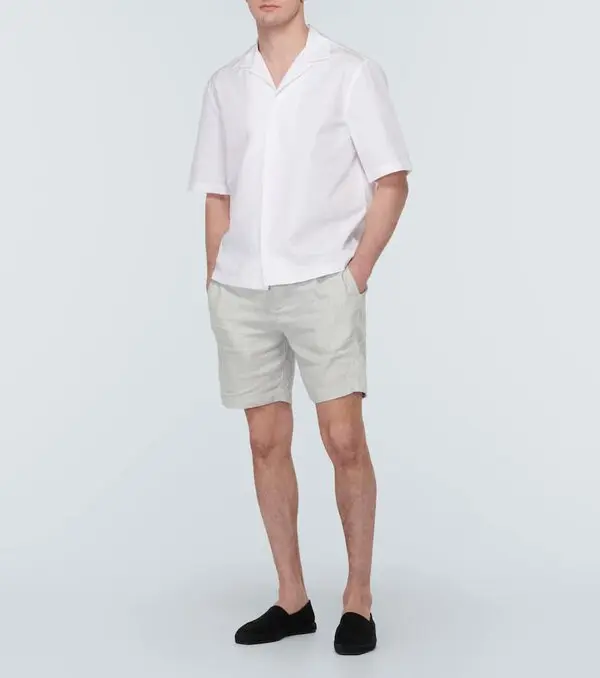 Frescobol Carioca Felipe Linen And Cotton Shorts - Grey