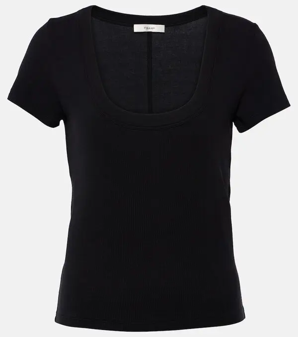 FRAME Ribbed Baby Tee Jersey Top