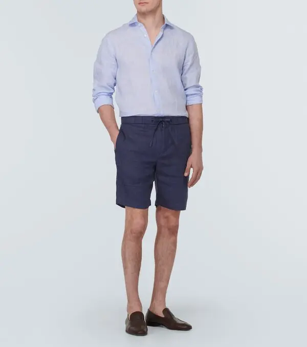 Frescobol Carioca Felipe Linen And Cotton Shorts - Blue