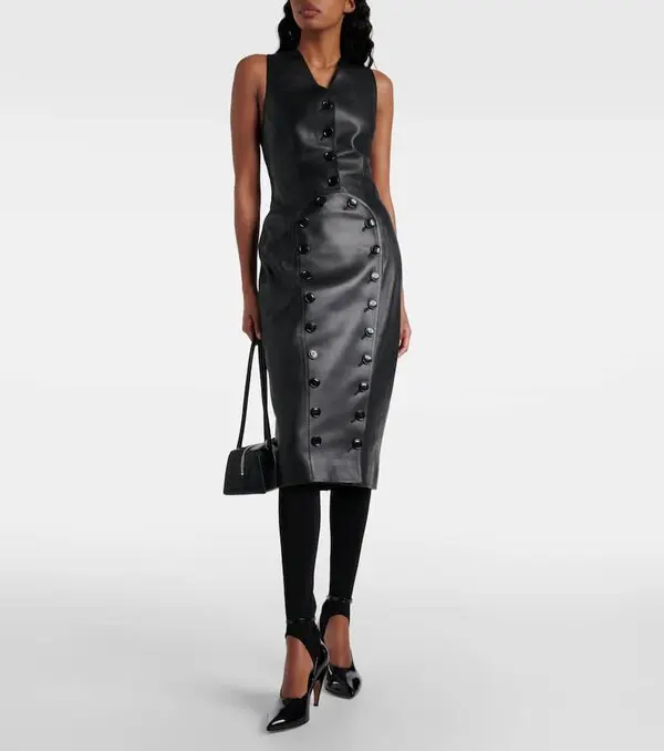 Alaïa Leather Midi Dress