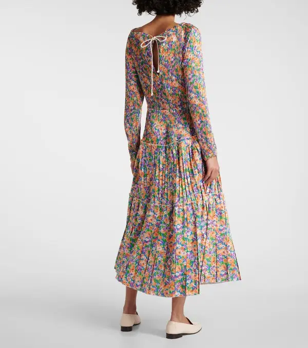 Plan C Floral Pleated Midi Dress
