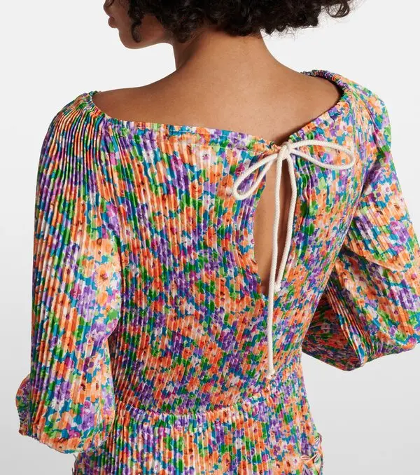 Plan C Floral Pleated Midi Dress