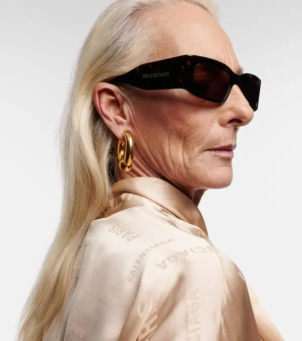 Balenciaga Logo Rectangle Sunglasses