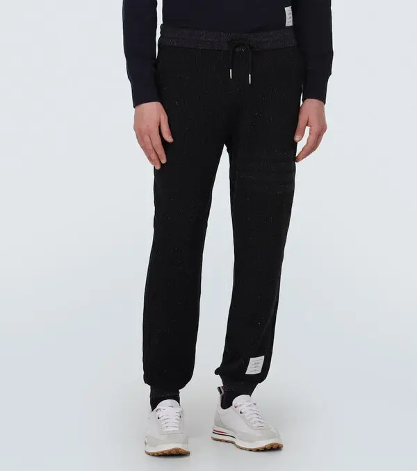 Thom Browne 4-bar Cotton And Silk Sweatpants - Black