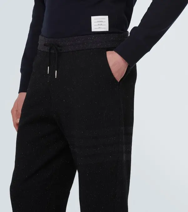 Thom Browne 4-bar Cotton And Silk Sweatpants - Black