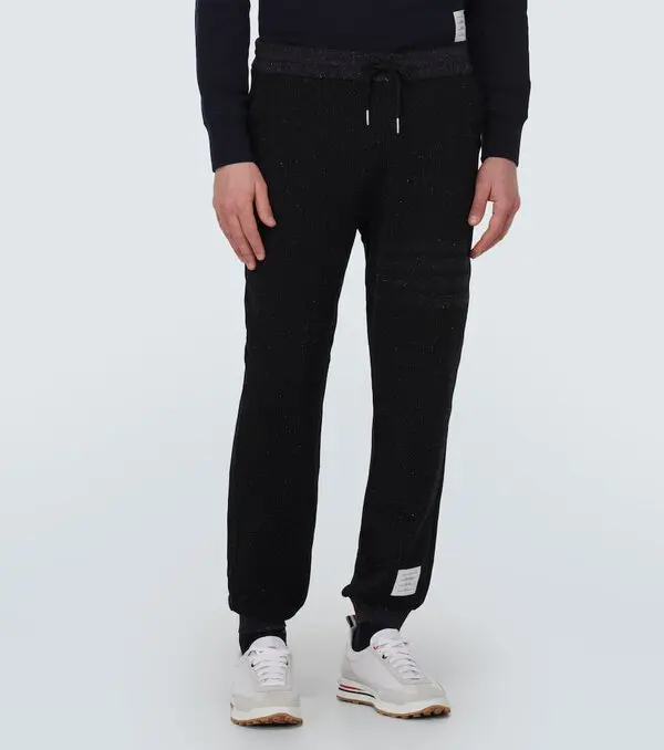 Thom Browne 4-bar Cotton And Silk Sweatpants