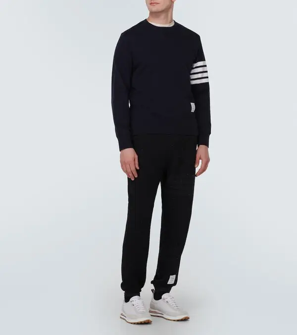 Thom Browne 4-bar Cotton And Silk Sweatpants