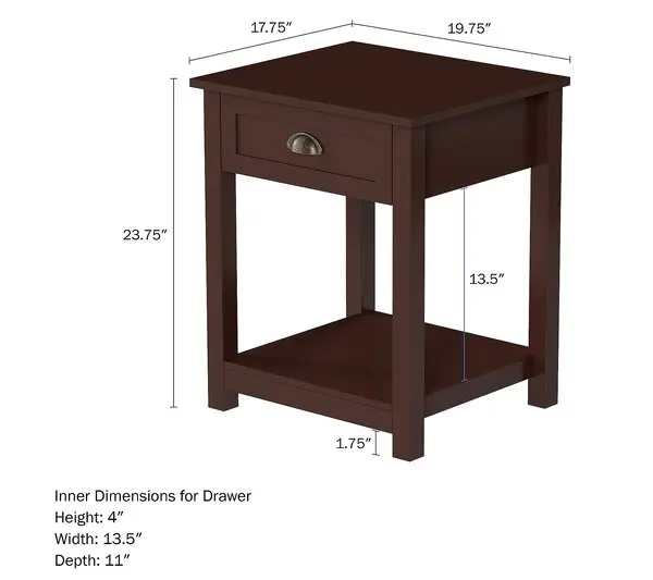 LAVISH HOME Classic Shaker-style End Table With Drawer