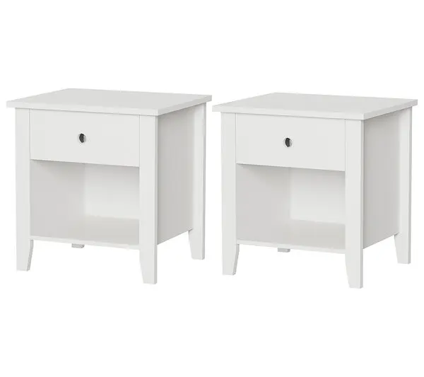 LAVISH HOME 2 End Tables Bedside Tables Drawer Nd Storage