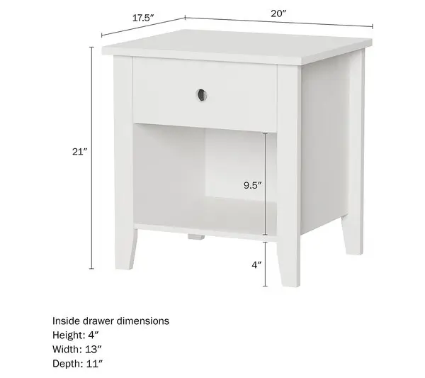 LAVISH HOME 2 End Tables Bedside Tables Drawer Nd Storage