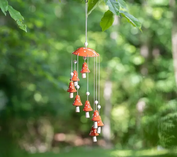EVERGREEN Red Mushroom Ceramic Hanging Garden D Ecor
