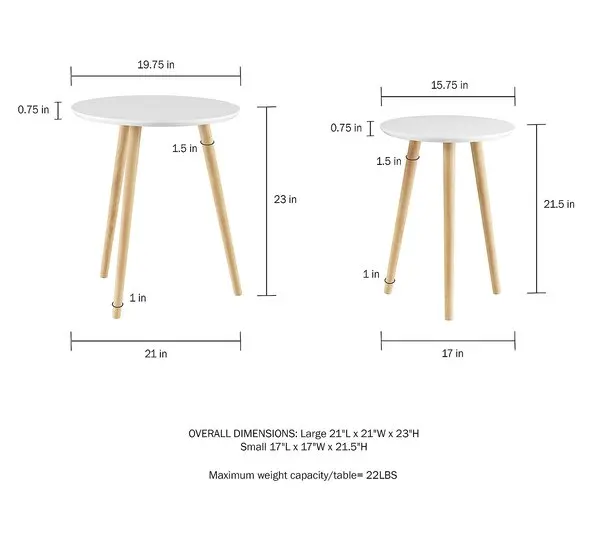 LAVISH HOME 2-piece Nesting End Tables Mid-cent Ury