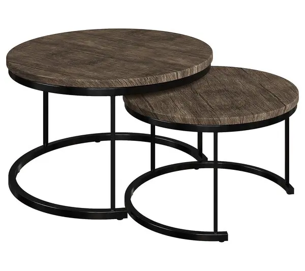 LAVISH HOME 2-piece Nesting Round Coffee Table Et