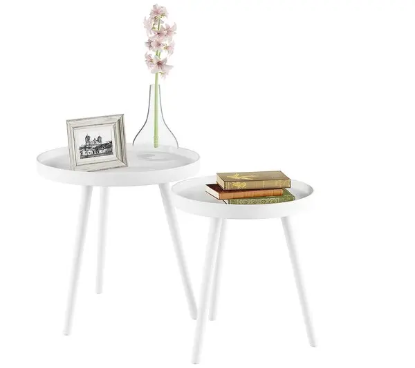 LAVISH HOME 2 End Tables Round Nesting Side Acc Nt Tables