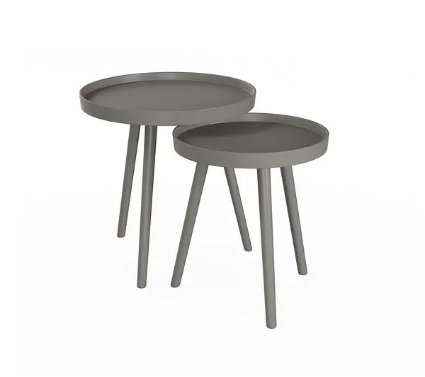 LAVISH HOME 2 Nesting End Tables Round Mid-cent Ury Modern