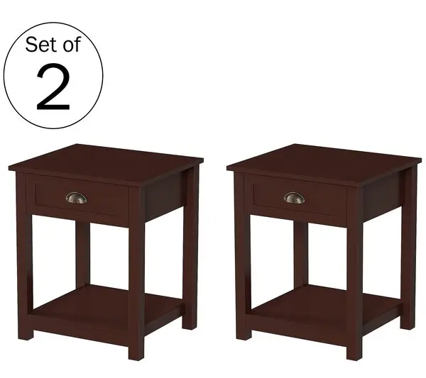 LAVISH HOME 2 End Tables With Drawer Sofa Or Be Dside Tables