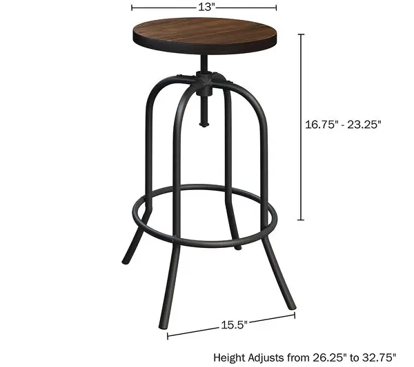 LAVISH HOME Swivel Bar Stool Adjustable Backles S Stool