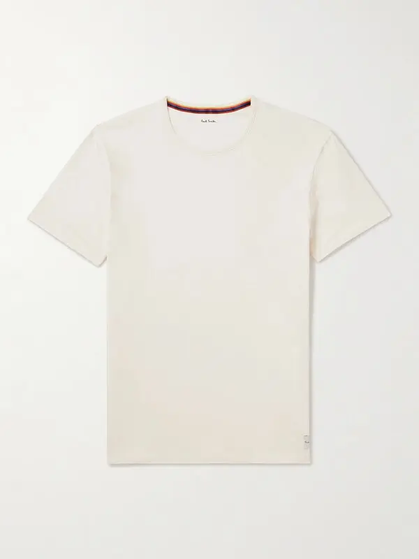 Paul Smith Logo-appliquéd Cotton-jersey Pyjama T-shirt - Neutrals