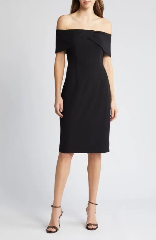Vince Camuto Off-The-Shoulder Cocktail Dress In Black - 66% Off |  Editorialist